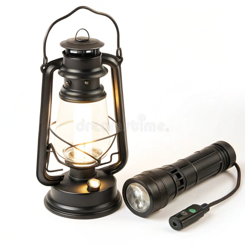Lantern Lighting Fixture Illuminated As Flashlight on White Background ...