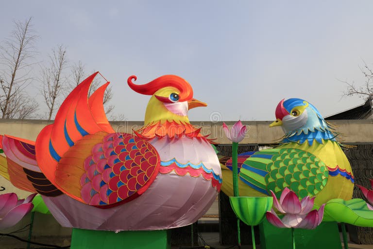 Lantern of mandarin duck stock image. Image of china - 385752709