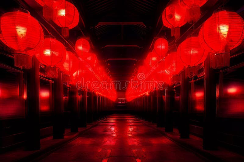 Lantern Overlap Multiple Exposures of Red Lanterns Creating a La Stock ...