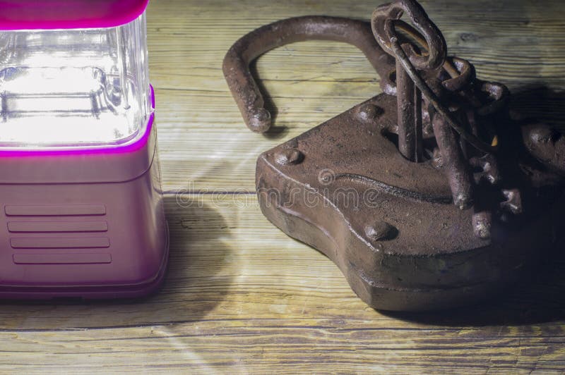 Lantern and padlock stock image. Image of rusty, illuminates - 93527589