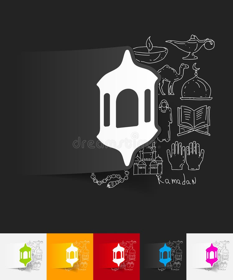 Lantern Paper Sticker with Hand Drawn Elements Stock Vector ...