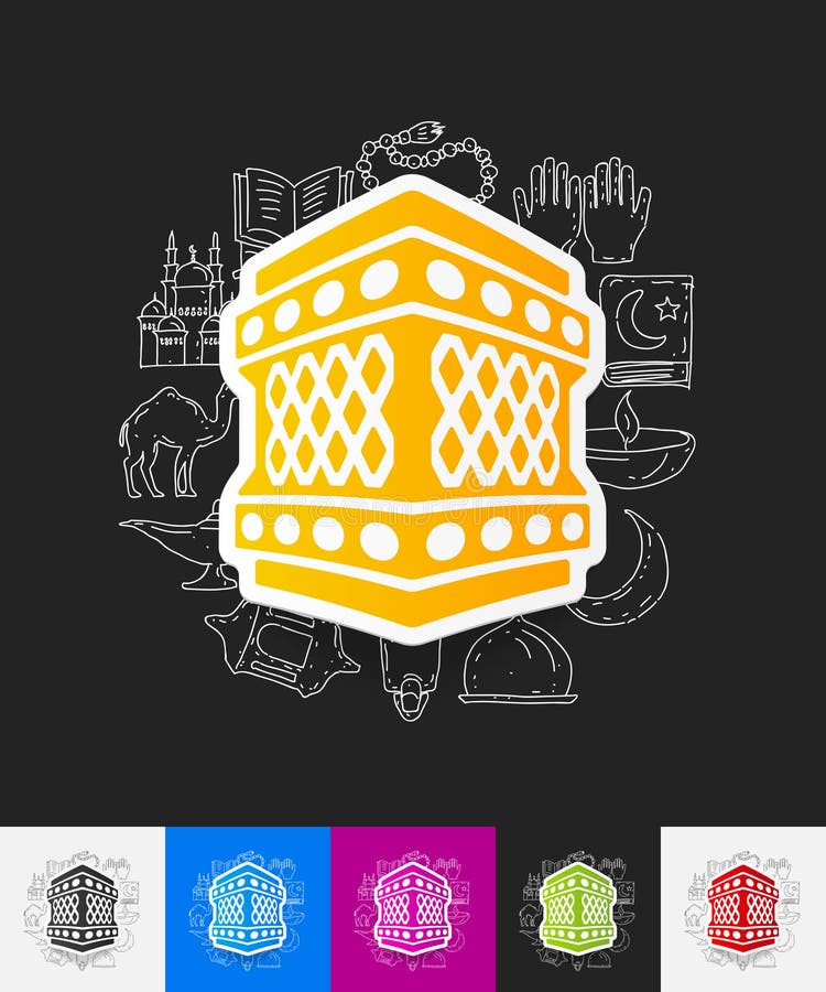 Lantern Paper Sticker with Hand Drawn Elements Stock Vector ...