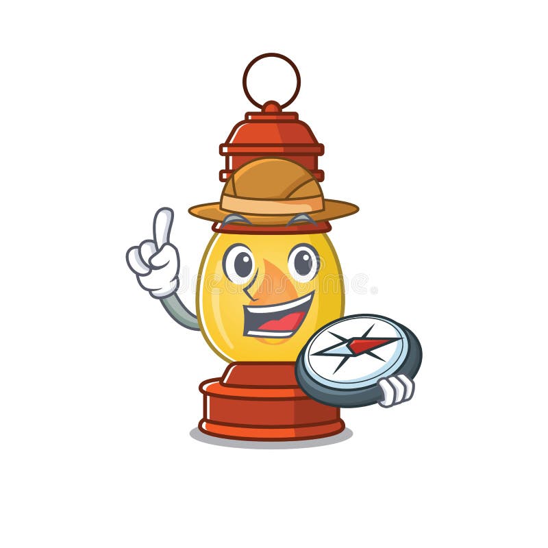 Lantern Scroll a Stylized Explorer with a Compass Stock Vector ...