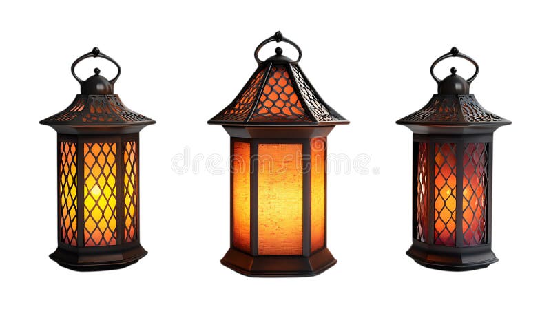 Lantern Set in Three Different Poses on Transparent Background for ...