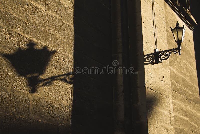 Lantern with Shadow on a Wall Stock Photo - Image of morning, pattern ...