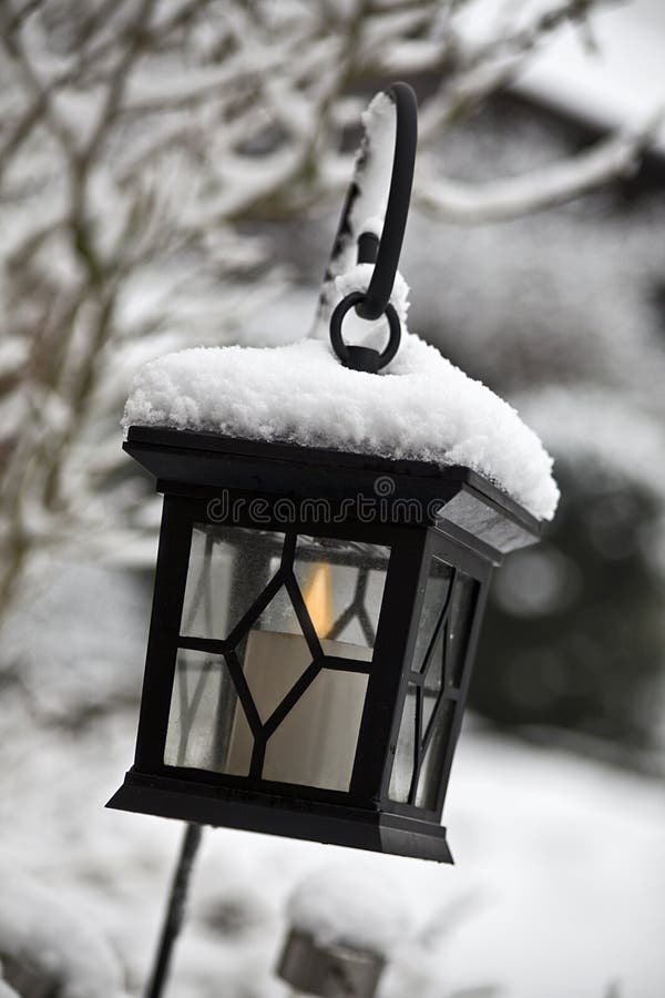 Lantern in the snow stock image. Image of deco, home - 56047091