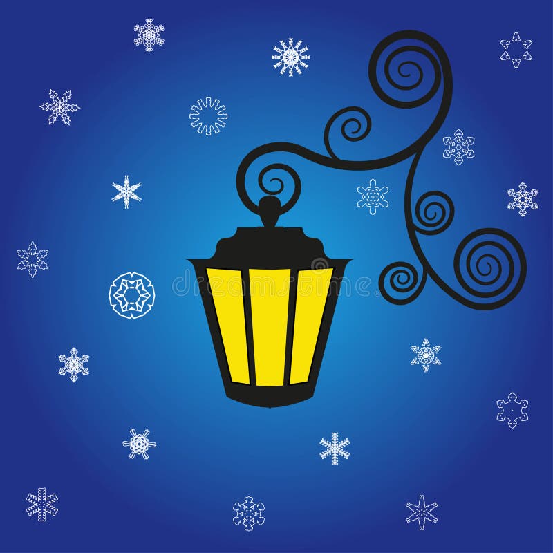 Lantern and snowflakes. stock vector. Illustration of story - 26537235