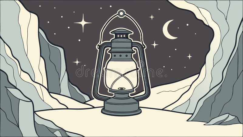 Lantern in a Starry Cave at Night, Vector Design Generative AI Stock ...