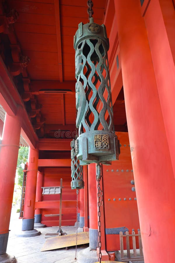 Lantern on a Traditional Red Temple Gate Structure, Tokyo Dec 5 2024 ...