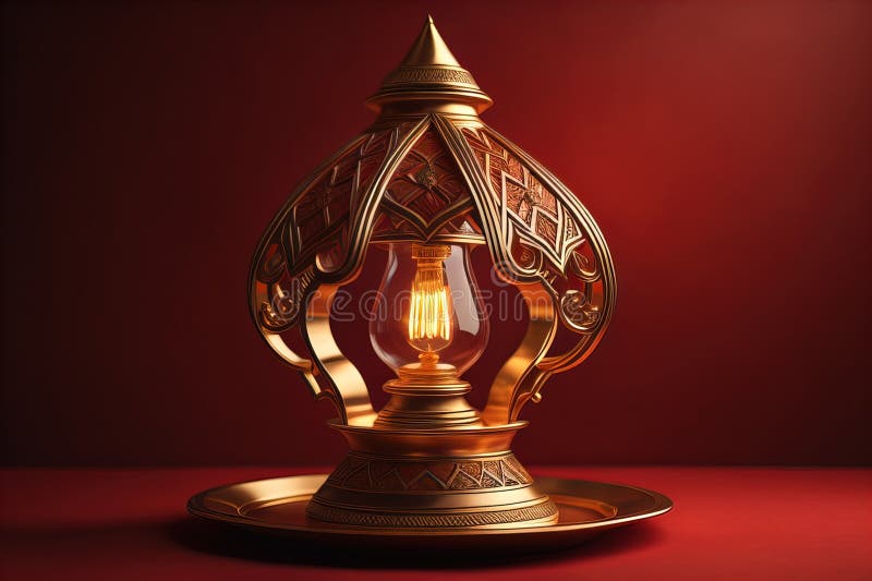 Lantern on a Wooden Table and a Dark Background. Ai Generative Stock ...