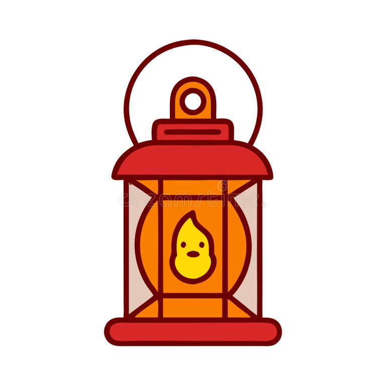 A Lantern with a Yellow Flame Inside Stock Illustration - Illustration ...