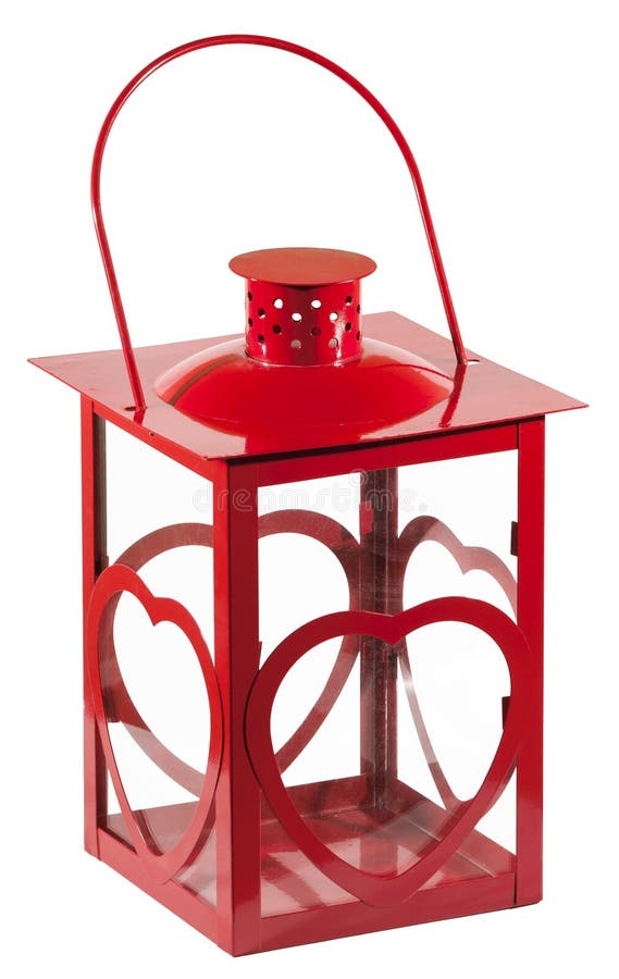 Lanterne rouge d'isolement image stock. Image du métal - 24085789