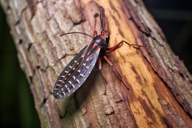 Lanternfly Resting on the Bark of a Tree Stock Illustration ...
