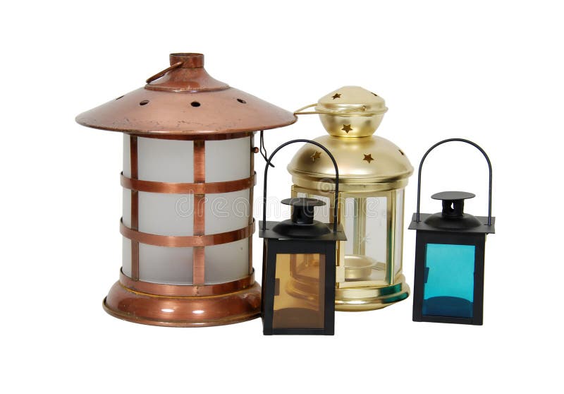 Different Lanterns Near Wall in Vietnam, Asia. Stock Image - Image of ...