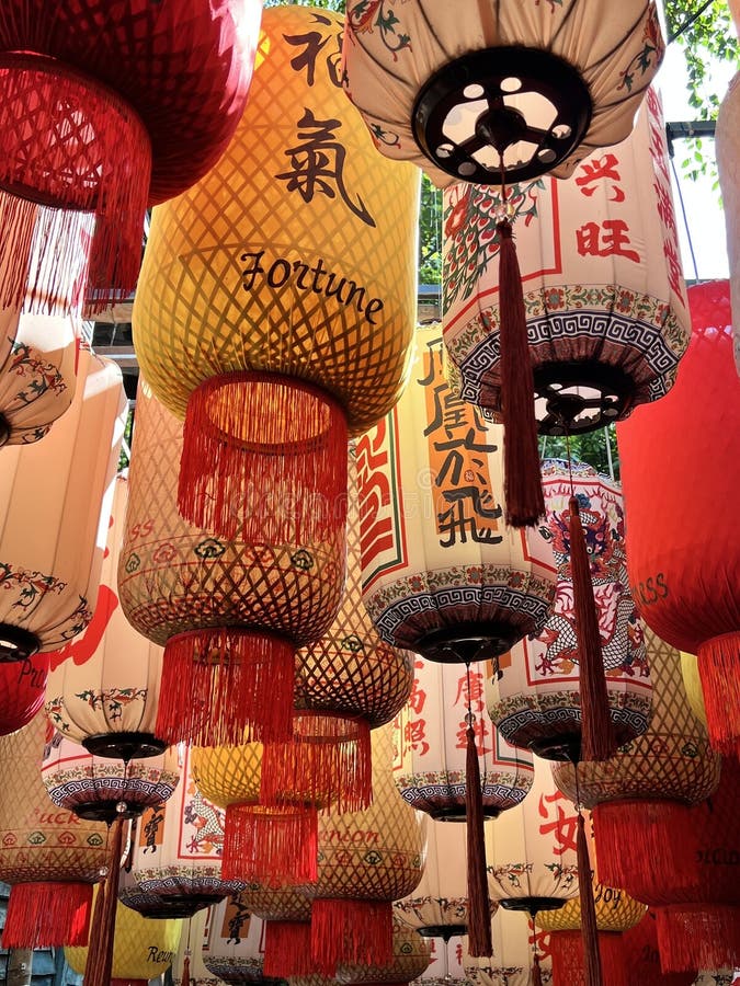 Lanterns during CNY editorial stock photo. Image of market - 382458848