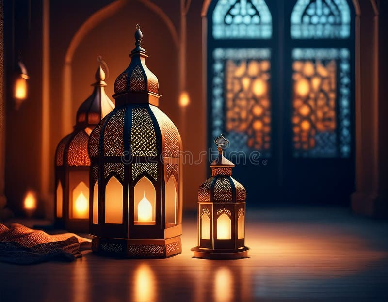 Lanterns Illuminating a Dimly Lit Room, Casting Soft Shadows and ...