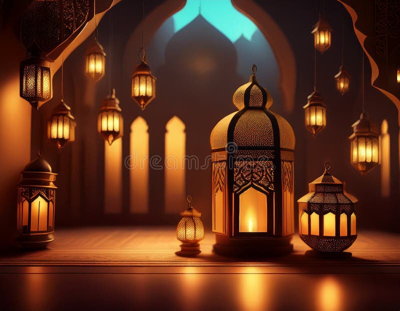 Lanterns Illuminating a Dimly Lit Room, Casting Soft Shadows and ...