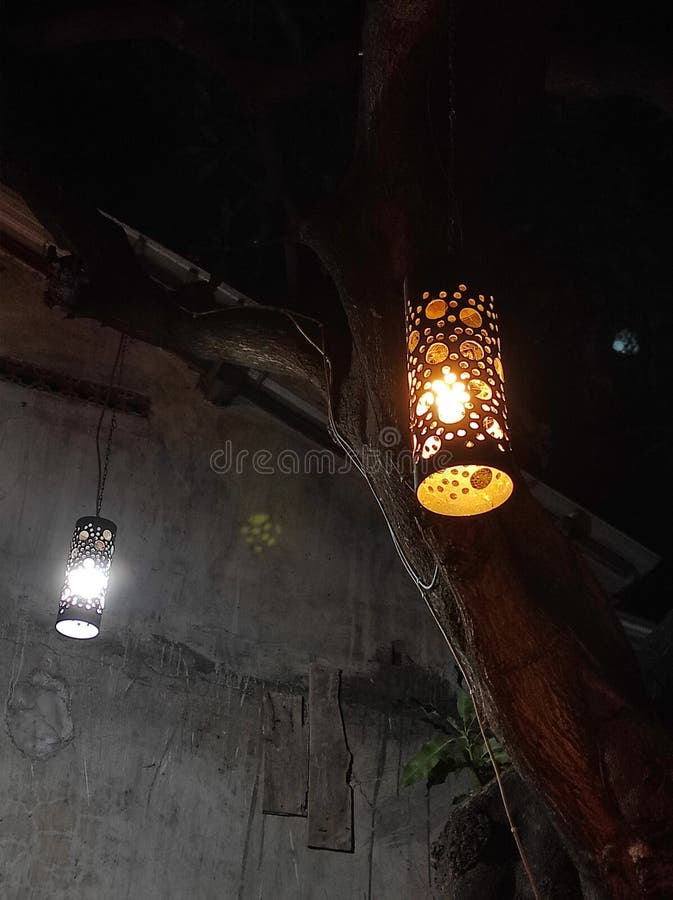 Lanterns Installed on Mango Trees for Lighting Stock Image - Image of ...