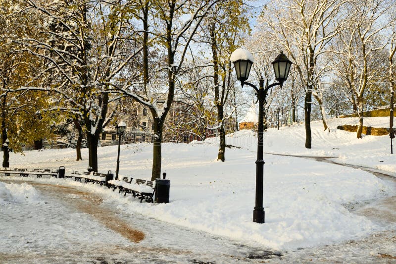 Lanterrn in city park stock photo. Image of town, street - 80074018