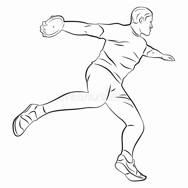 Lanzador De Disco De La Silueta, Dibujo Del Vector Ilustración del ...