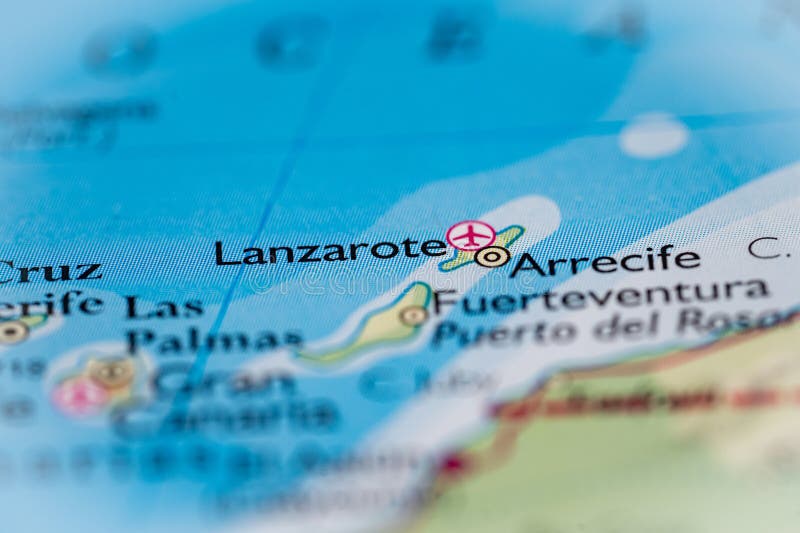 Lanzarote, Spain Highlighted on a World Map Stock Photo - Image of ...