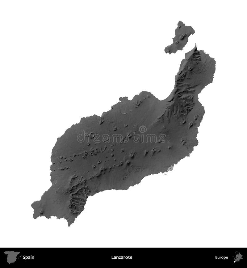 Lanzarote, Spain, Isolated on White. Grayscale Stock Illustration ...