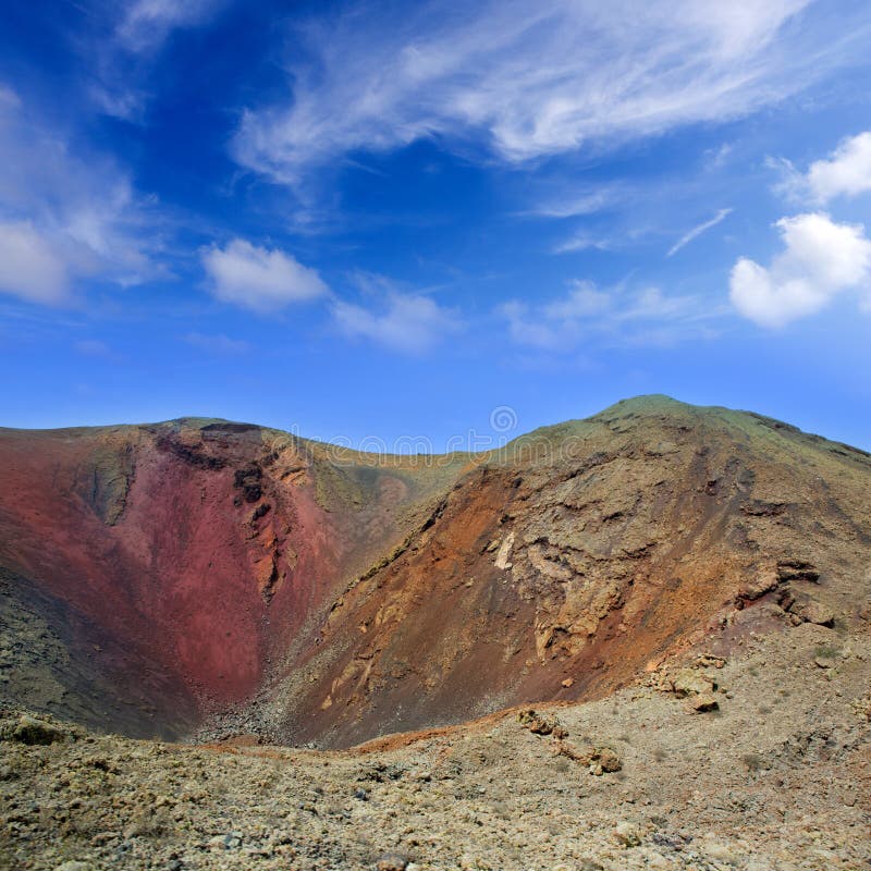 Lanzarote Timanfaya Volcano Crater in Canaries Stock Image - Image of ...