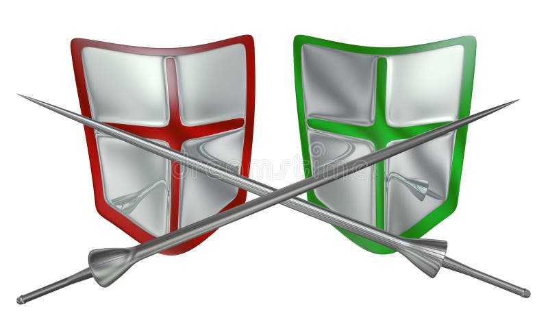 Lanzen und Schilder stock abbildung. Illustration von drei - 18647502