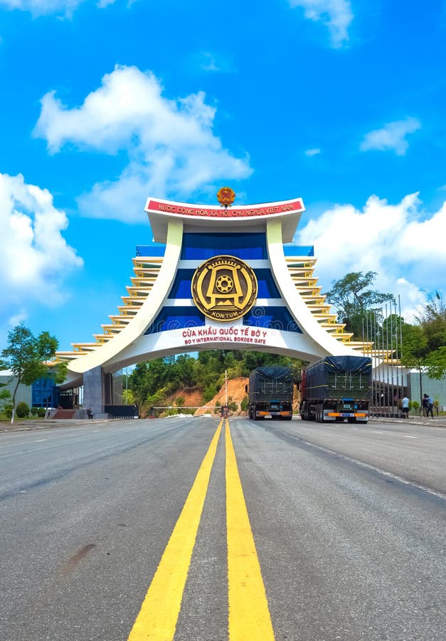 Lao Bao, Vietnam - January 01, 2016 Checkpoint on the Border between ...