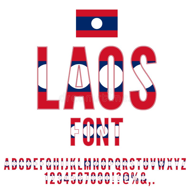 Laos Flag Font stock vector. Illustration of patriotism - 81158887
