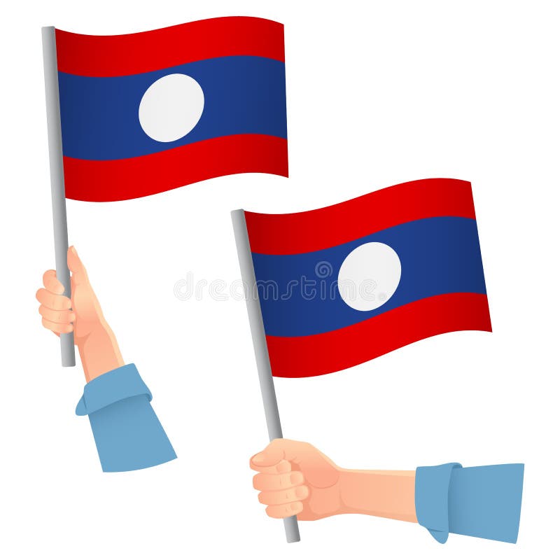Laos flag in hand icon stock illustration. Illustration of thumb ...