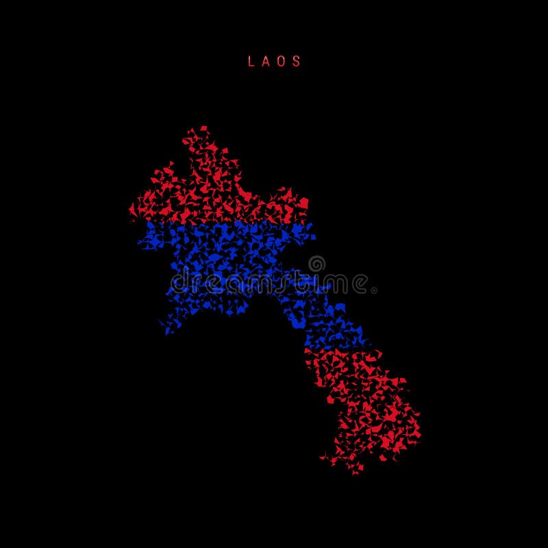 Laos Flag Map, Chaotic Particles Pattern in the Laotian Flag Colors ... Laos Flag Map, Chaotic Particles Pattern in the Laotian Flag Colors ...