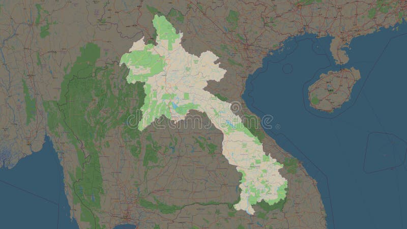 Laos Highlighted. Topo Standard Stock Illustration - Illustration of ...