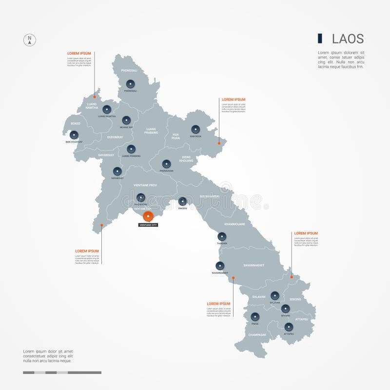 Laos Infographic Map Vector Illustration. Stock Vector - Illustration ...