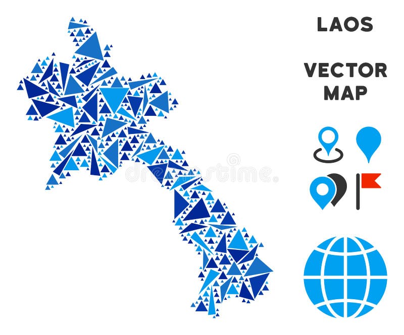 Blue Triangle Laos Map stock vector. Illustration of polygonal - 120980395