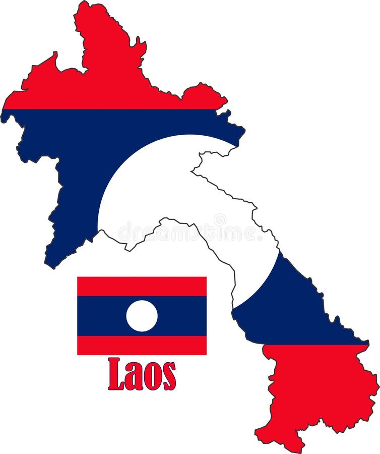 Laos Map and Flag Illustration Vector Stock Vector - Illustration of ...