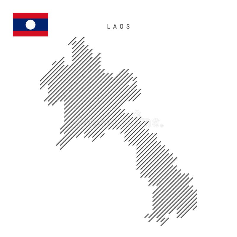 Laos Map from Pattern of Black Slanted Parallel Lines. Flat Vector ...