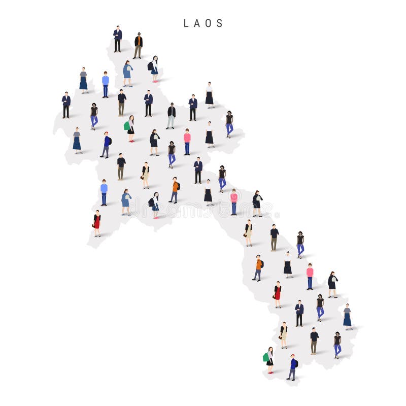 Laos Population Map. Large Group of People in a Shape of Laotian Map ...