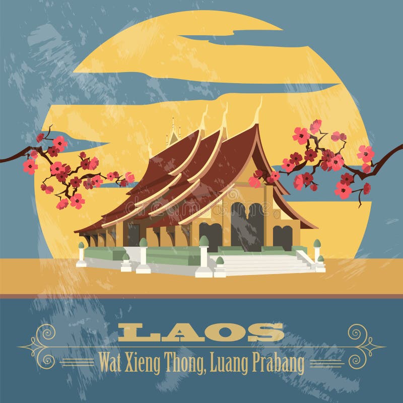 Laos. Retro styled image stock vector. Illustration of historical ...