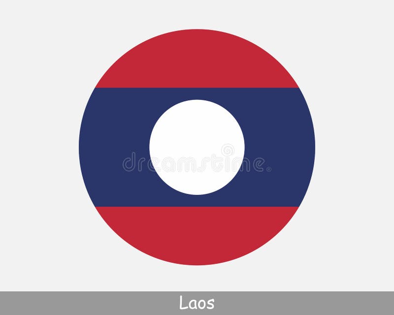 Laos Round Circle Flag. Lao Circular Button Banner Icon Stock Vector - Illustration of flat ...