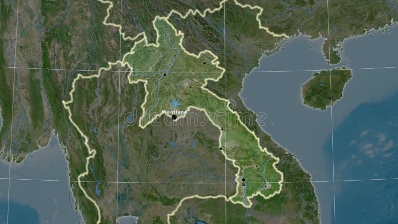 Laos - Satellite. Composition, Borders Stock Illustration ...