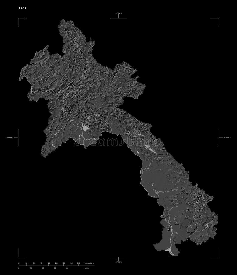 Laos Shape on Black. Bilevel Stock Illustration - Illustration of solid ...