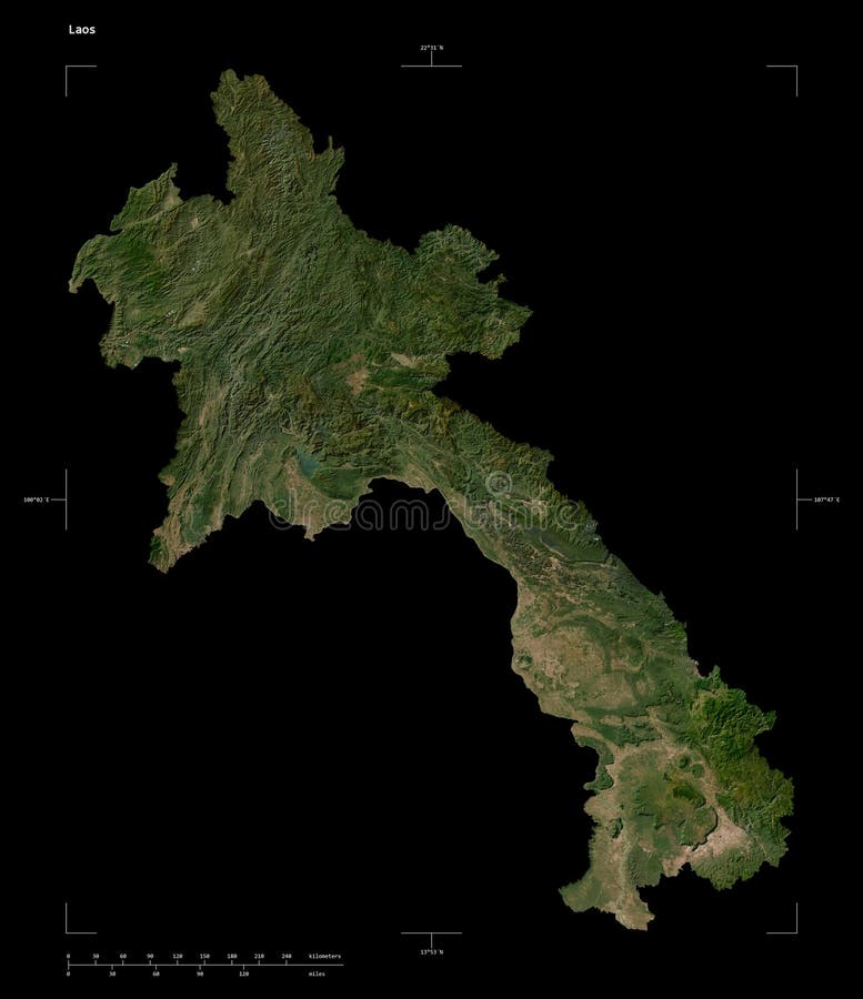 Laos Map of Black Contour Curves on White Background of Vector Stock ...