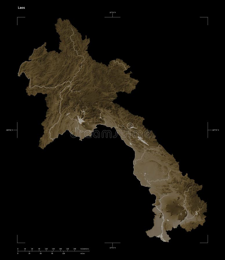 Laos shape on black. Sepia stock illustration. Illustration of ocean ...