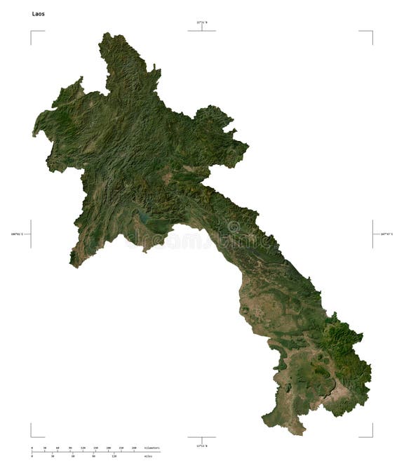 Laos Shape on White. Low-res Satellite Stock Illustration ...
