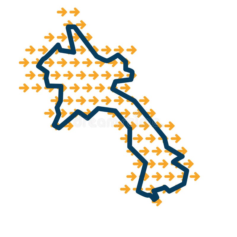 Laos Simple Outline Map with Yellow Direction Guide Arrows. Stock ...