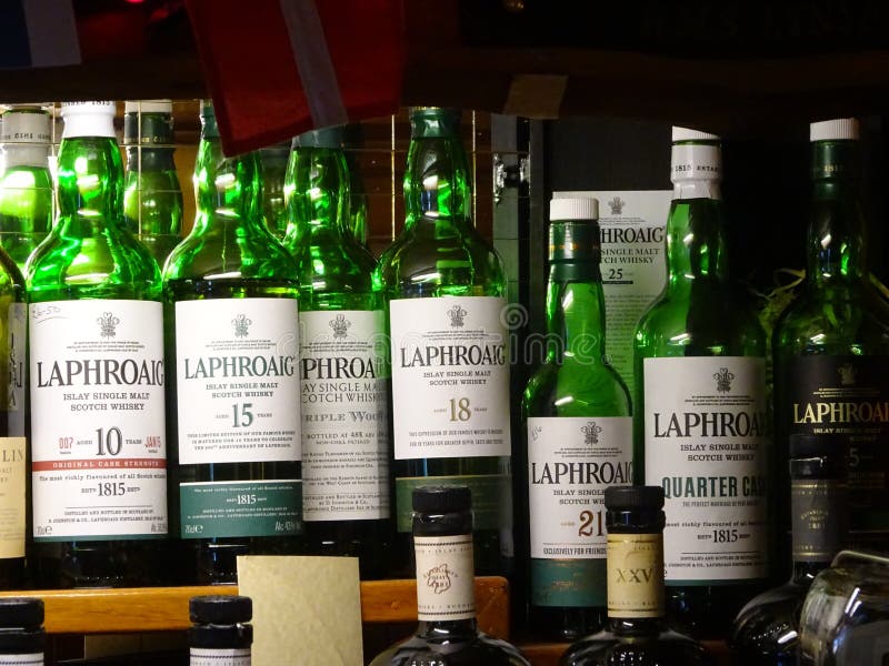 Laphroaig Scotch Selection at a Pub on Isle of Islay, Scotland ...