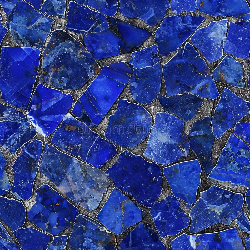 Lapis Lazuli Seamless Pattern, Blue Stone Endless Background, Lazure ...