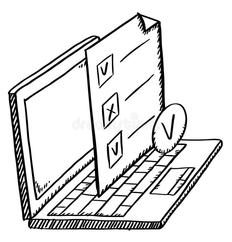 Black and White Doodle of Hacker Sitting in Front of His Desk and ...