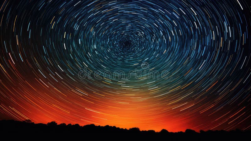 Lapse stars in night sky stock illustration. Illustration of celestial ...